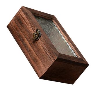 Cabilock Vintage Holz Schmuckbox mit Glasfenster und Verschluss Retro Aufbewahrungsbox f&uuml;r Schmuck und Kleinigkeiten Praktische Schmuckaufbewahrung f&uuml;r Frauen 