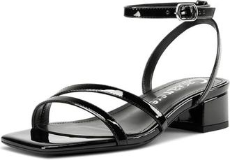 Castamere Femmes Bas Bloc Chunky Talon Heel Carr&eacute; Bout Lani&egrave;res Cheville Sandales Dress Mariage Party Chaussures 3.5 CM Heels Noir 42 EU