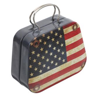 FOMIYES Aufbewahrungsbox Aus Wei&szlig;blech Mit Griff Mini-koffer Eisen Us-flagge Zum Organisieren Von Wechselgeld Geldscheinen Und Schmuck