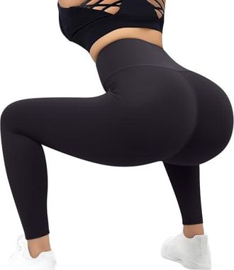 Generic Legging froiss&eacute; pour femme - Amplify Contour sans couture - Pantalon dentra&icirc;nement de gym, de yoga pour femme - Taille haute - Contr&ocirc;le du ventre - V&ecirc;