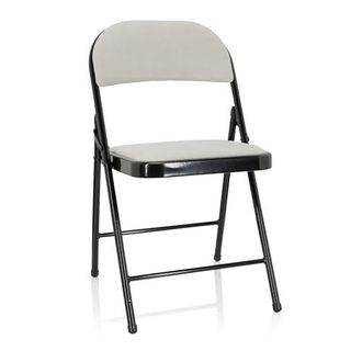 hjh OFFICE 803014 Chaise Pliante rembourr&eacute;e TUDELA I Velours Blanc Chaise Visiteur Pliante, supporte jusqu&agrave; 130kg