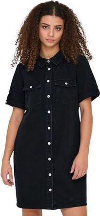Only Robe Onllisa S/S DNM Gua pour Femme, Noir d&eacute;lav&eacute;, L