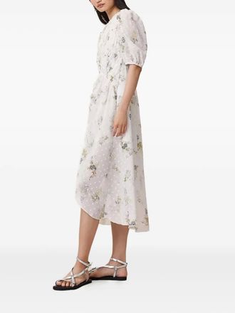 AllSaints robe froncée à fleurs - Blanc