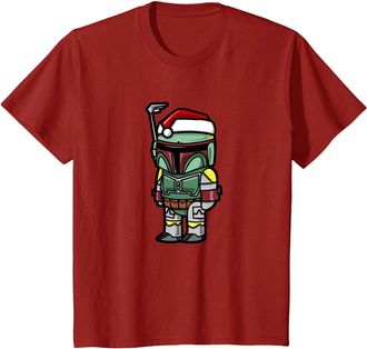 Star Wars Boba Fett Santa Hat Cartoon Style Christmas T-Shirt
