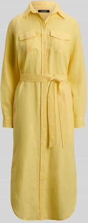 Lauren Ralph Lauren Schmales Midi Hemdblusenkleid aus reinem Leinen