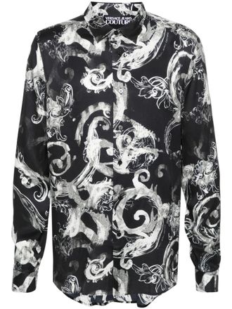 Versace Jeans Couture chemise &agrave; motif baroque - Noir