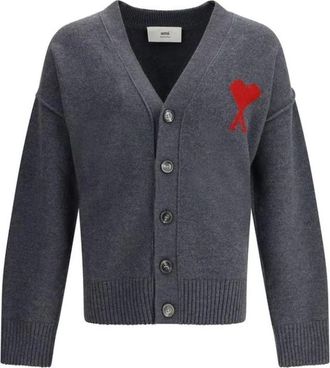 Ami Homme, Pulls, Gris, Taille: XL De Coeur Cardigan en Tricot Boutonn&eacute;