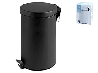 hOme Home M&uuml;lleimer aus Metall, schwarz, mit Pedal, 12 l