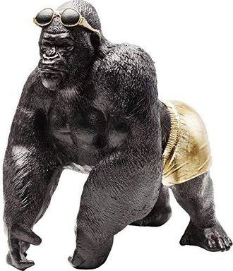 Kare Design Design Deko Objekt Monkey Beach Grau/Schwarz, Deko Figur, Deko Objekt, Affenmotiv, Accessoire, Wohnzimmer, Deko f&uuml;r Regale oder Sideboards, Deko Skulp