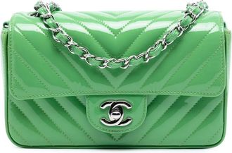 Chanel Hobo Bags - Mini Rectangular Classic Chevron Patent Single Fla - Gr. unisize - in Gr&uuml;n - f&uuml;r Damen