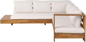 Beliani Lounge Set zertifiziertes Akazienholz braun 5-Sitzer Auflagen cremeweiß Marettimo