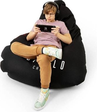 Diablo Diablo Pouf Poire Gaming XXL Beanbag Pouf avec Remplissage pour Adultes avec des Perles EPS Polyester 110 cm x 100 cm (Noir)