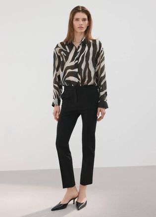 Mango Gemustertes Lyocell-Hemd schwarz - Damen - XS - MANGO