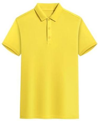 Generic 2025 Polo d&eacute;t&eacute; d&eacute;contract&eacute; &agrave; manches courtes pour homme en polyester &eacute;lasthanne, jaune, 3XL
