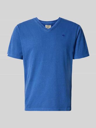 Superdry T-Shirt aus Baumwoll-Leinen-Mix mit V-Ausschnitt
