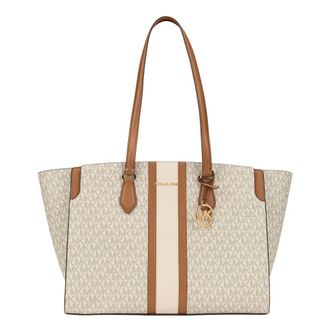 Michael Kors Sac fourre-tout grand mod&egrave;le Becca &agrave; rayures et logo signature - Femme - Sacs - Beige - Taille: ONE Size