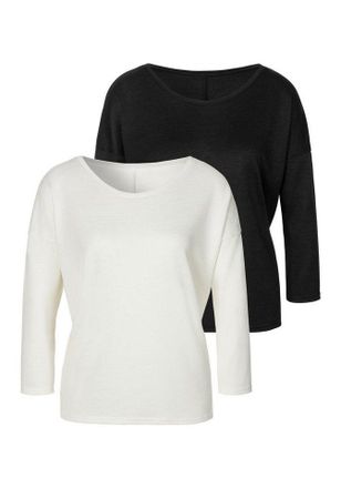 Lascana 3/4-Arm-Shirt aus feinem Strick (2er-Pack) aus pflegeleichter Qualit&auml;t mit Viskose