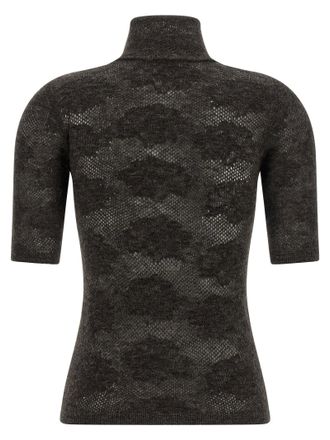 Brunello Cucinelli Openwork Turtleneck Sweater - Charcoal