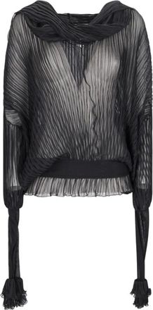 Blumarine Femme, Blouses et Chemises, Noir, Taille: 32 FR Chemisier pliss&eacute; en mousseline