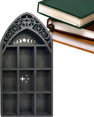 Generic Mondregal, Wandregal, aus Holz, Kristallscheibe, Kasse und Halterung, Zubehör für Speichen, Wand, Goshi-Schlafzimmer, Kukku, Maniküre, Anzeige in Pi