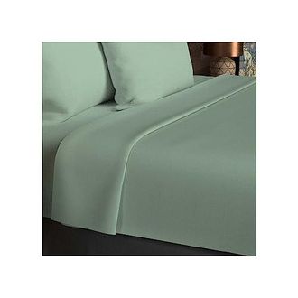 Soleil d'Ocre Drap Plat en Coton 57 Fils 260x300 cm UNI Vert Eau, par Soleil docre