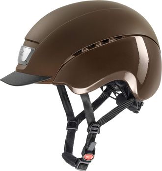 Uvex elexxion pro - robuster Reithelm für Damen und Herren - individuelle Größenanpassung - optimale Belüftung - Brown matt-Brown Shiny - 57-59 cm