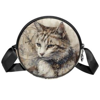 Generic Petit sac &agrave; bandouli&egrave;re rond pour femme, petit sac &agrave; bandouli&egrave;re avec fermeture &eacute;clair et bretelles r&eacute;glables style d&eacute;contract&eacute; pour femmes et filles