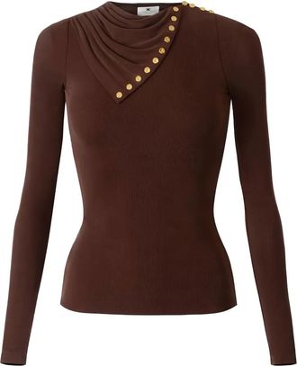 Elisabetta Franchi haut drapé à boutonnière - Marron