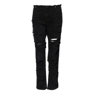 Dolce & Gabbana Schwarze Zerrissene Jeans mit Mittlerer Taille - - Jeans - Damen - Schwarzk - S