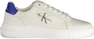 Calvin Klein Homme, Chaussures, Blanc, Taille: 44 EU Baskets blancs en polyester avec lacets, impression, d&eacute;tails contrast&eacute;s, logo