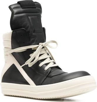 Rick Owens Calf Leather and Fabric High-Top Sneaker - Black