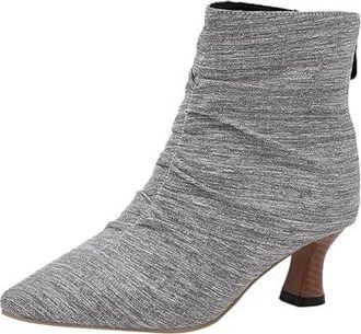 Generic Bottines &agrave; talons hauts pour femme - Bottes courtes en daim synth&eacute;tique avec bout pointu &eacute;l&eacute;gant et silhouette &eacute;l&eacute;gante, design l&eacute;ger pour r&eacute;duire la 