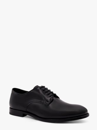 Doucal's Mens Lace-Up Patent Leather Shoes Black Flat