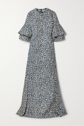 Reem Acra Robe Aus Metallic-jacquard Aus Einer Baumwollmischung Mit Leopardenmuster - Animal-Print
