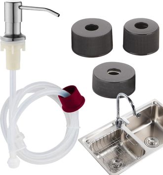 Generic Generischer Seifensp&uuml;le: Seifenpumpe f&uuml;r K&uuml;chensp&uuml;le, Tellerspender aus Edelstahl f&uuml;r die K&uuml;che | Sp&uuml;le Zubeh&ouml;r