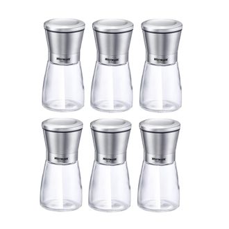 Westmark Gew&uuml;rzm&uuml;hlen-Display, Inhalt: 6 M&uuml;hlen, Mit Keramikmahlwerk, Glas/Keramik/Rostfreier Edelstahl, Edelstahl, Transparent/Silber/Schwarz, 63342611