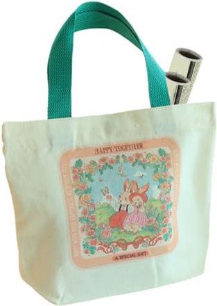 Generico Sac de Transport en Toile Motif Lapin Doux pour Femmes Grand Sac &agrave; Provisions R&eacute;utilisable Cadeau Durable | Pour Elle M&egrave;re Enseignante Petite amie Fil