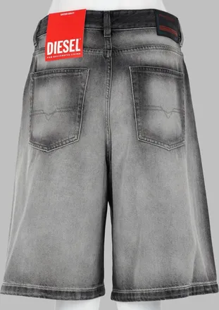 Diesel Skeleton Motif Denim Shorts - Gray