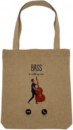 Fabulous Sac Shopping Tote Bag Aspect Lin - Bass Is Calling Me Music Passion Double Bass Jazz - Sac de Courses Toile Epaisse 360g Beige Naturel Cabas Port&eacute; Epa