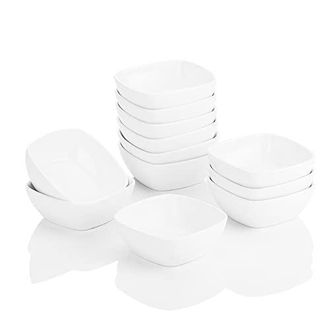 Malacasa S&eacute;rie Ramekin Dish, 12pcs Bols &agrave; Sauce en Porcelaine, 170ml Bols &agrave; Tapas et Sauces, Coupelle &agrave; Trempette Sauce Pour Tapas, Trempette, Sushi, Confiture
