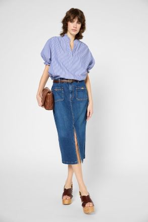 Gerard Darel Jupe droite mi-longue en denim - VENISE - Jeans
