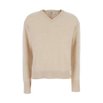 Max Mara Jersey Natural Cuello Pico - Femme - Pulls - Beige - Taille: 40 FR