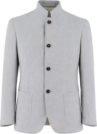 Eleventy Homme, Vestes, Bleu, Taille: XL Veste &agrave; Col Mao