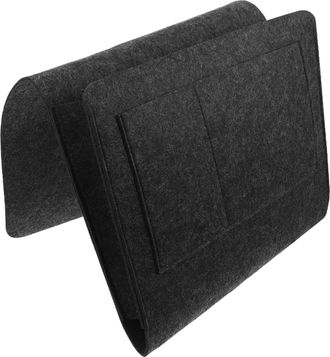 Holibanna Filz Betttasche H&auml;ngend Bedside Organizer Aufbewahrungstasche Tiefgrau mit Seitlichem Fach f&uuml;r Bett Sofa Schreibtisch Robuster Filz mit Verst&auml;rkter Na