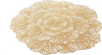 Valiclud 2 Stück PVC Geschirrmatten Wärmedämmung Tassenuntersetzer rutschfest Für Esstisch Tischdekoration Gold