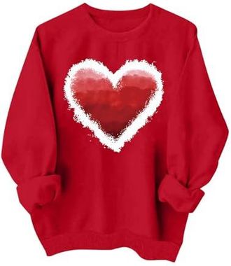 Generic Restez toujours plus l&acirc;che Femmes Mignon Impression Amour T-shirt Coupe ample Manches longues Col rond Pull Sweat-shirt Top Pull M&ucirc;re Femme, Rouge pas