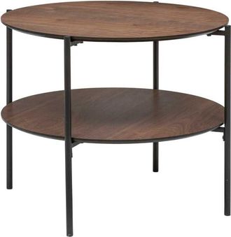 Atmosphera Atmosphera - Table basse ronde Kemi en placage noyer & m&eacute;tal D63,2cm cr&eacute;ateur dint&eacute;rieur