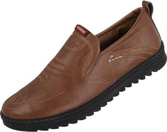 Generic Chaussures habill&eacute;es &agrave; enfiler pour homme - Chaussures en cuir &agrave; fond plat - Style r&eacute;tro - Mocassins confortables et d&eacute;contract&eacute;s - Mocassins doux pou