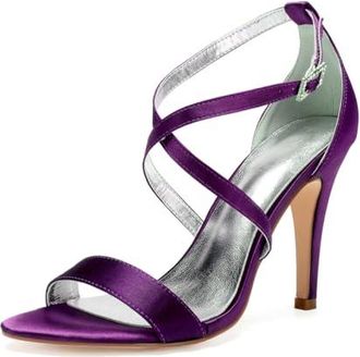 Generic Mari&eacute;e Escarpins Femme Bout Ouvert Btide Cheville Boucle Sandales Chaussures De Mariee Bal Stylet Talons 10.5Cm,Violet,37 EU