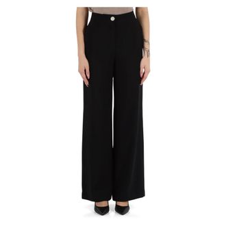 A|X Armani Exchange Pantalon Jambe Large Tissu Fluide - Femme - Pantalons - Noir - Taille: 36 FR